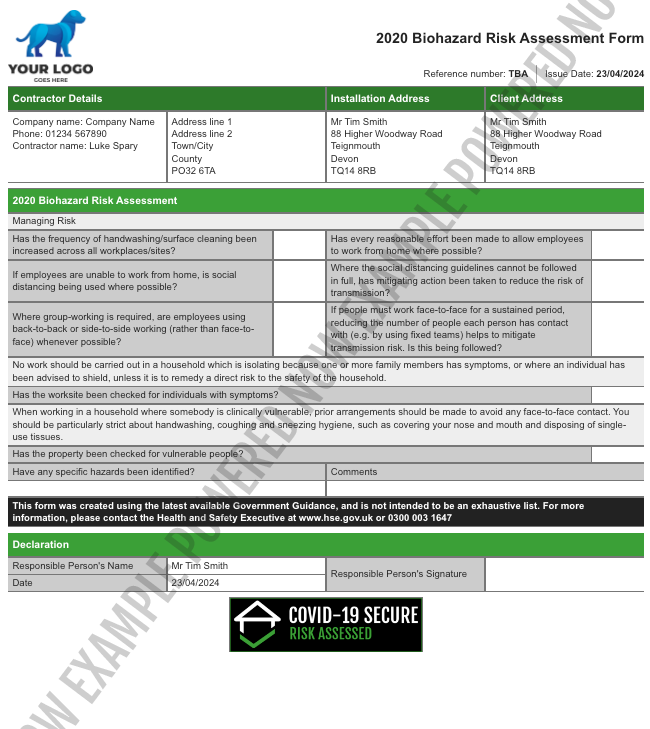 2020 Biohazard Risk Assessment Form