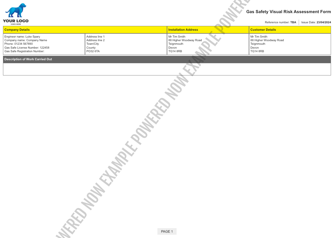 CP9 Gas Safety Risk Assessment Form