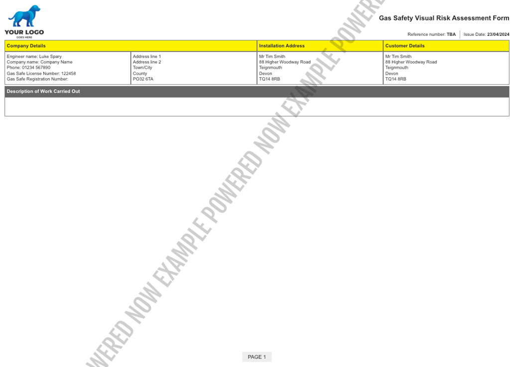 Gas Safety Risk Assessment Form (CP9)
