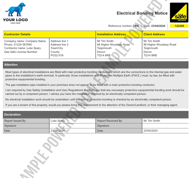 Electrical Bonding Notice