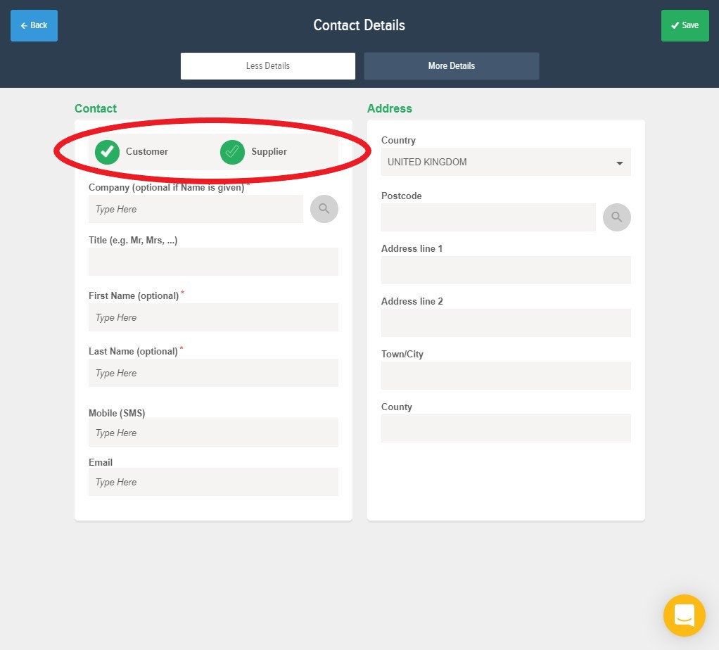 Adding a New Main Contact