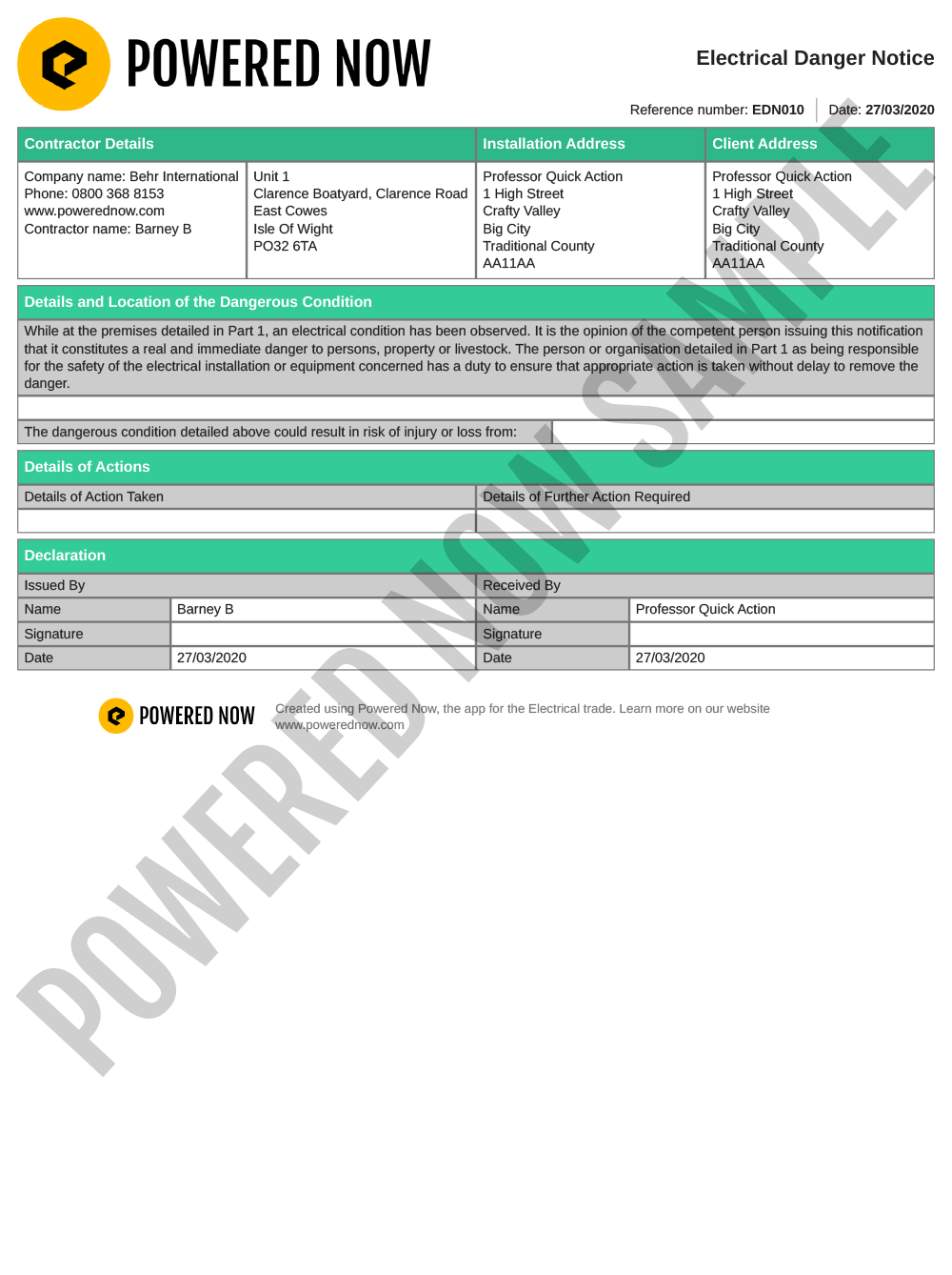 Electrical Danger Notice (XNN18)