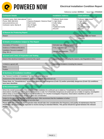 Electrical Installation Condition Report (EICR)