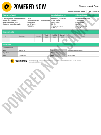 Measurement Form